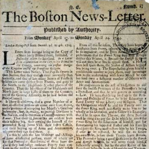 aug 20, 1725 - Boston news letter (Timeline)
