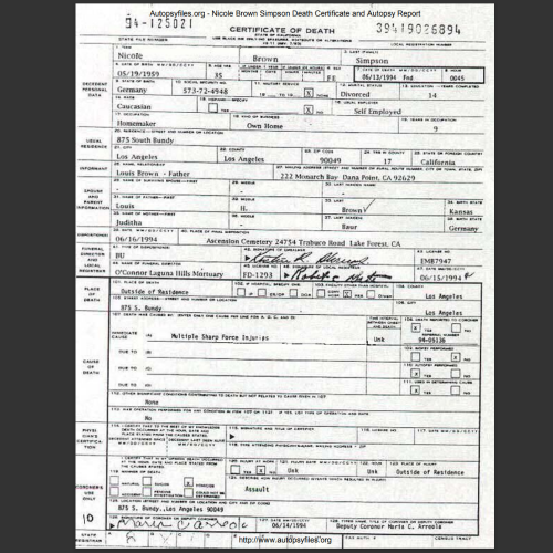 7h 30min, jun 14, 1994 y - Autopsy Report for Nicole Brown Simpson ...