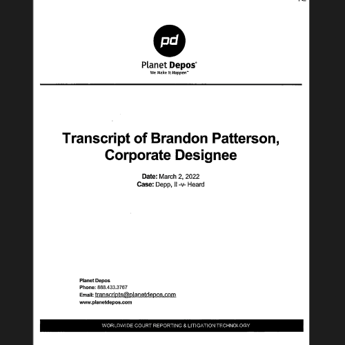 15h 5min, mar 2, 2022 y - Depp v Heard Brandon Patterson Deposition ...