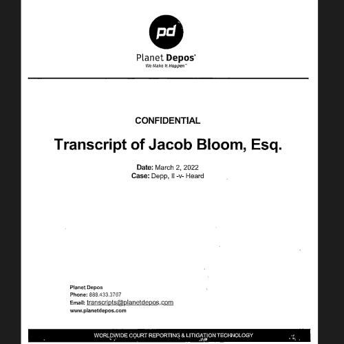 15h 10min, mar 2, 2022 y - Depp v Heard Jacob Bloom Deposition (Timeline)