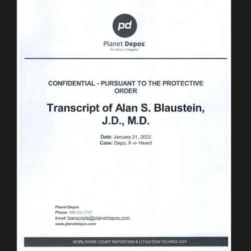10 h, jan 21, 2022 y - Depp v Heard Dr Alan Blaustein Deposition (Timeline)