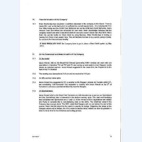 oct 31, 2012 - Meeting held by Rangers Newco (Sevco Scotland) at which ...